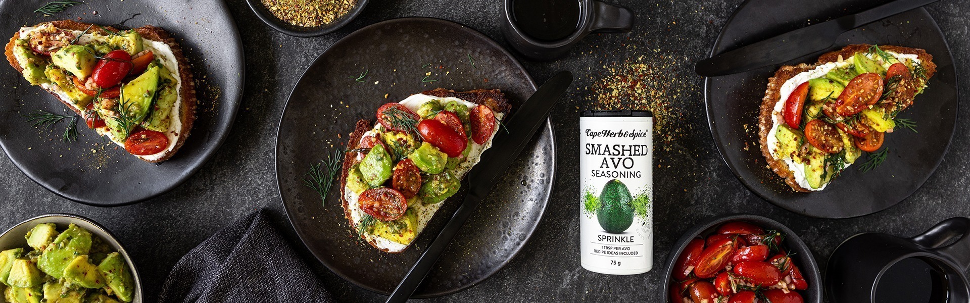 Cape Herb and Spice - AVO & COTTAGE CHEESE TOAST WITH MARINATED TOMATOES