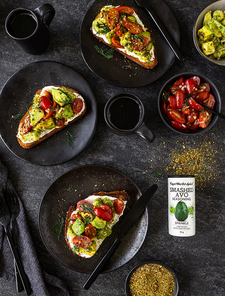 Cape Herb and Spice - AVO & COTTAGE CHEESE TOAST WITH MARINATED TOMATOES