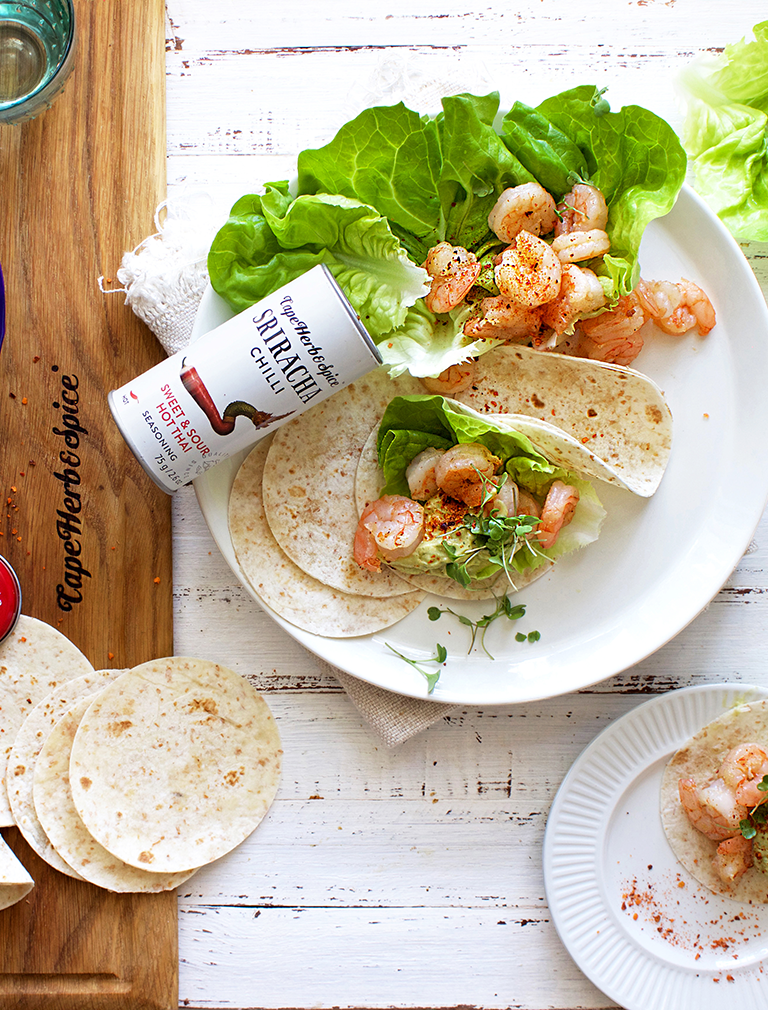 Cape Herb and Spice - PRAWN WRAPS WITH SPICY GREEN VELVET SAUCE